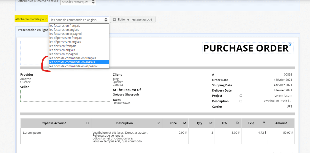 Comment créer un bon de commande fournisseur