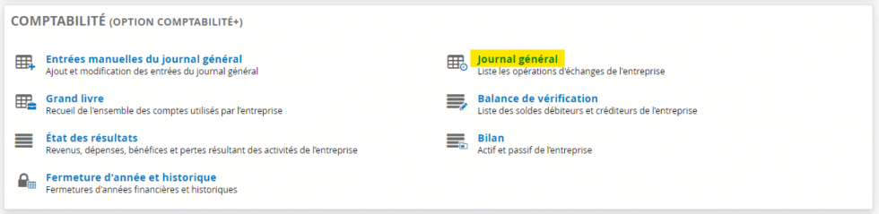 COMPTABILITÉ+: Instructions entrée de journal général