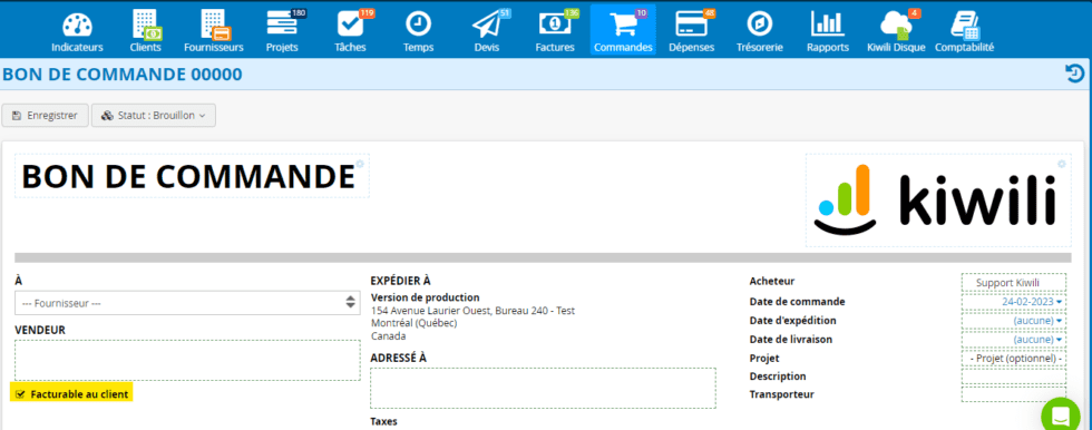 Comment créer un bon de commande fournisseur