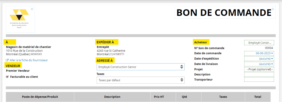 Comment créer et ajouter des bons de commande fournisseur