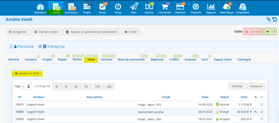 Créer une nouvelle soumission en ligne grâce au logiciel Kiwili